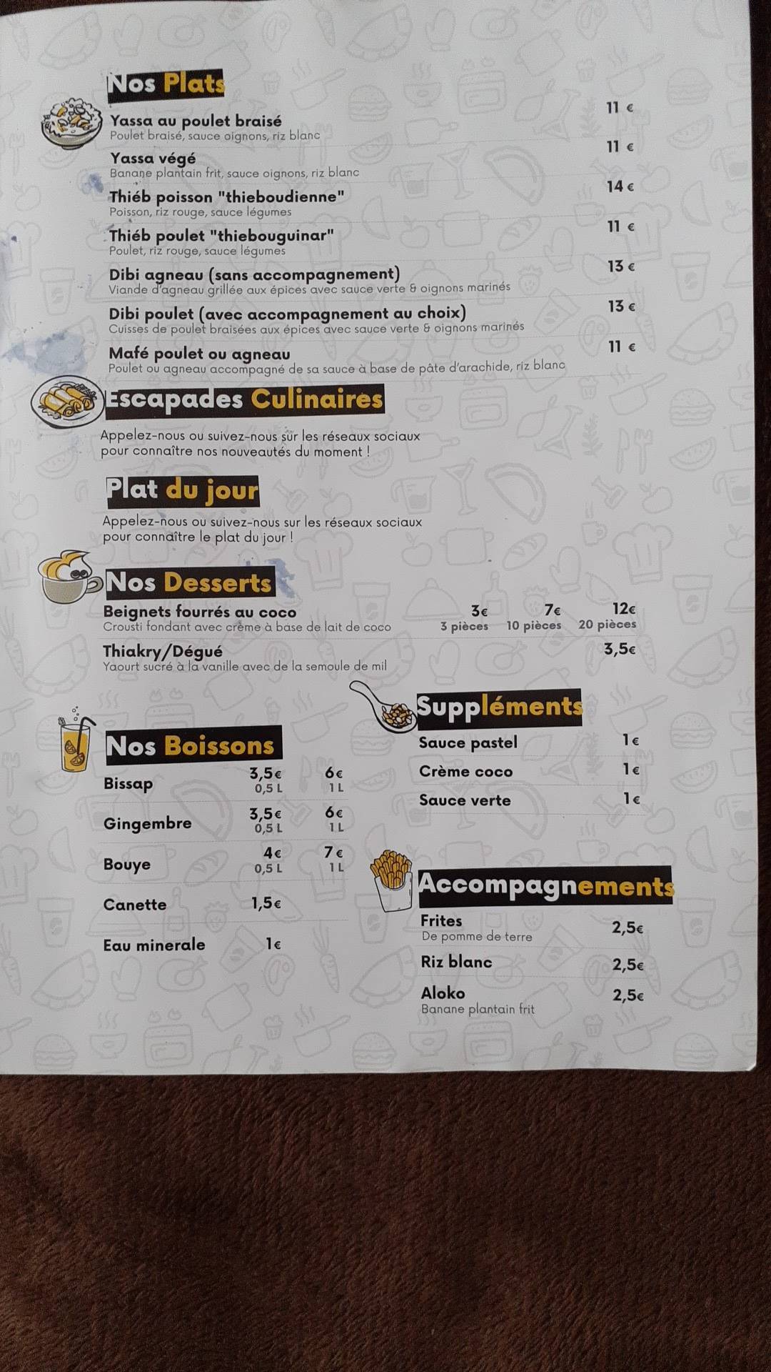 Menu at Nabou Pastel Paris 19e restaurant, Paris