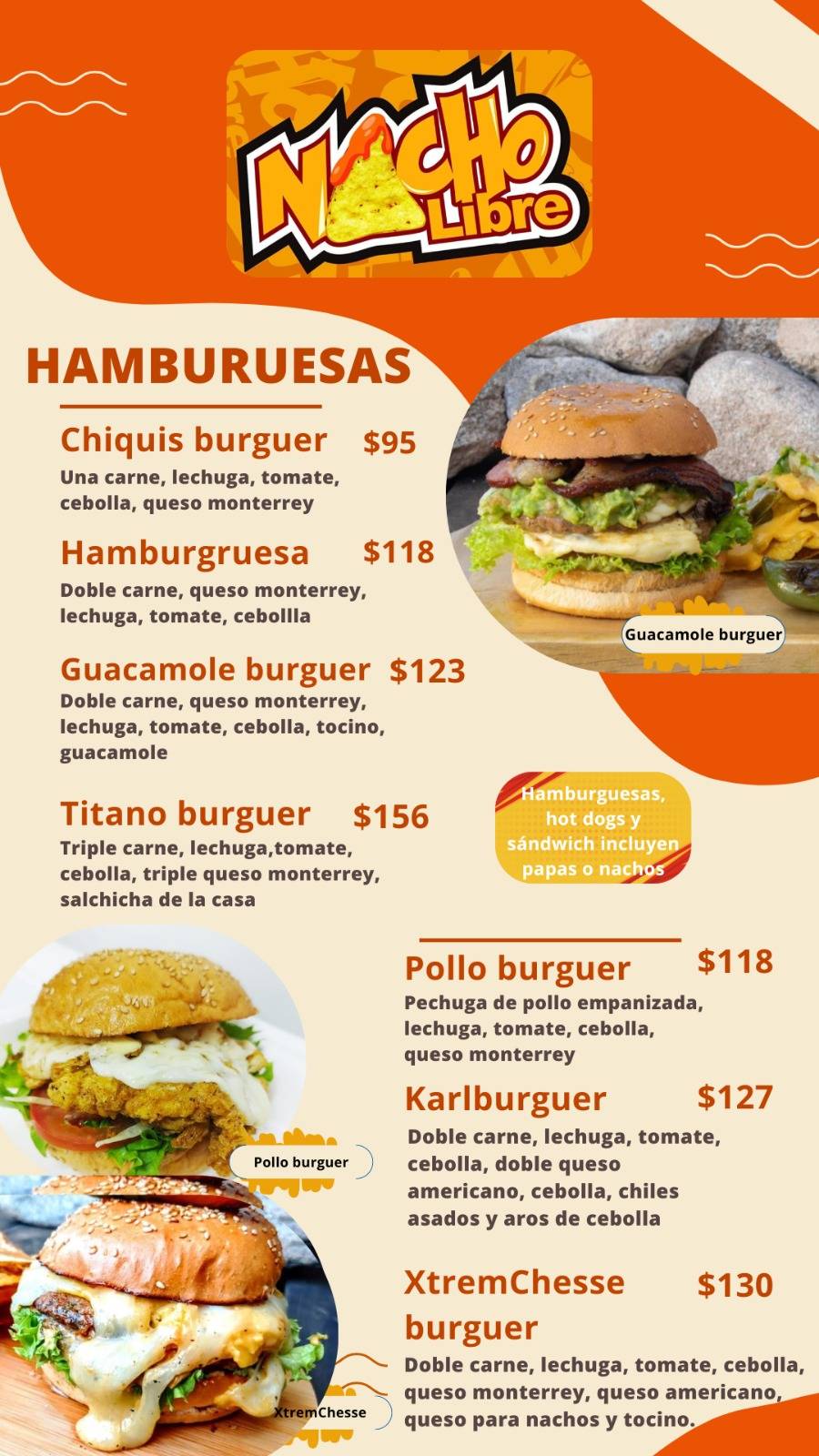 Carta del restaurante Nacho Libre, Mexicali, Monzón 420