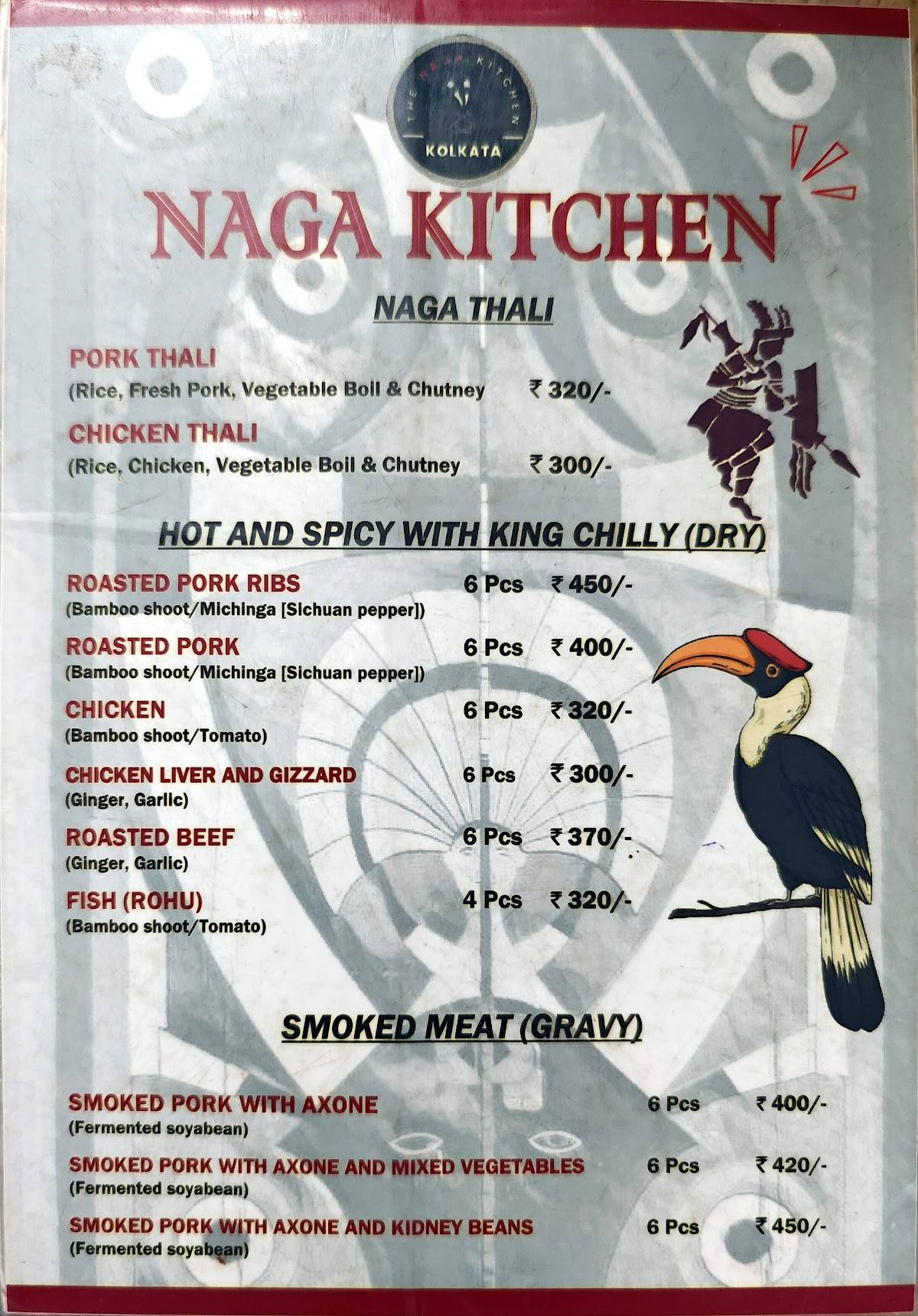 Menu at Naga kitchen, Kolkata