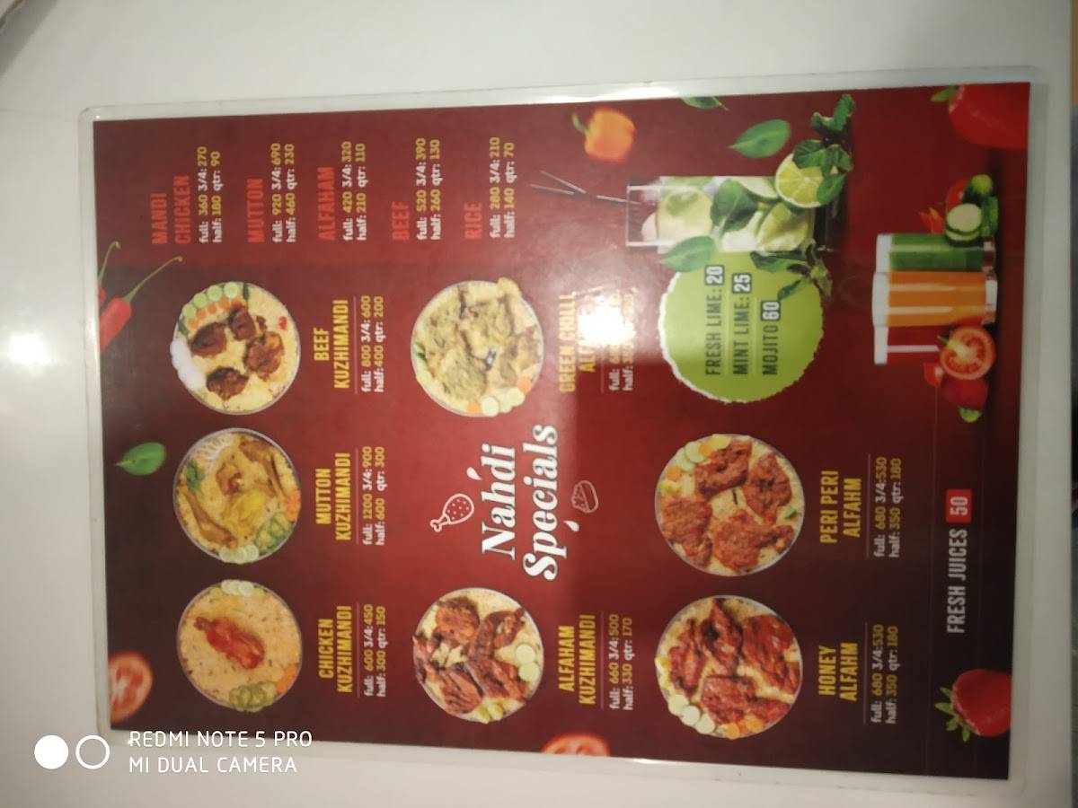 Menu at Nahdi Mandi Restaurant Thrissur, Thrissur