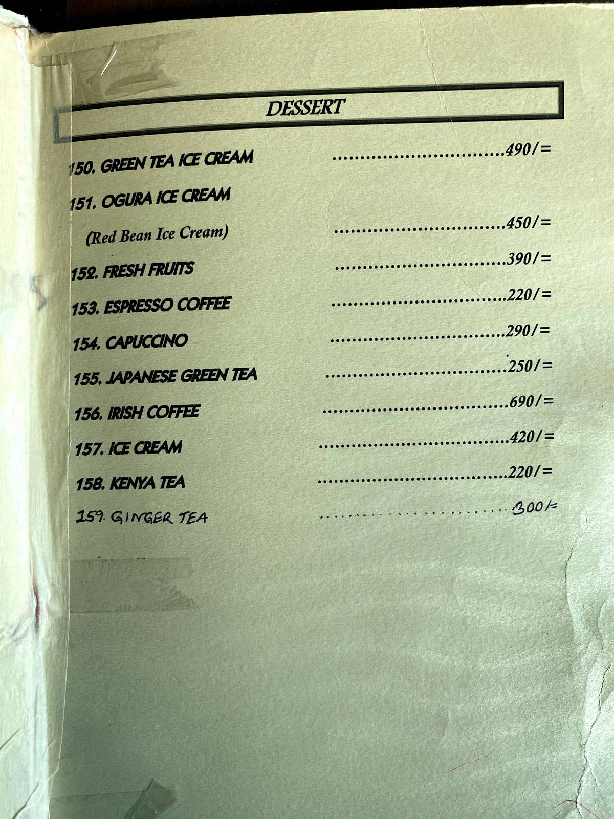 Menu at Misono Japanese Restaurant-The Green House, Nairobi, Kilimani ...