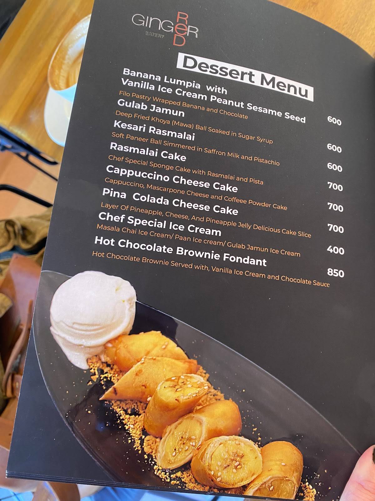 Menu at Red Ginger restaurant, Nairobi