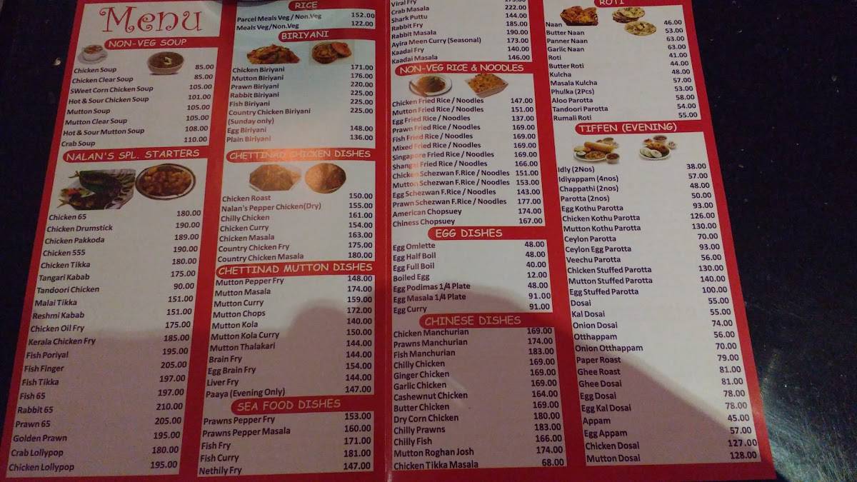 Menu at Nalan's Kitchen, Chennai, No. 3