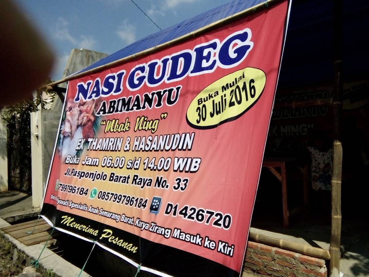 Carta del restaurante Nasi Gudeg Abimanyu Mbak Ning, Semarang