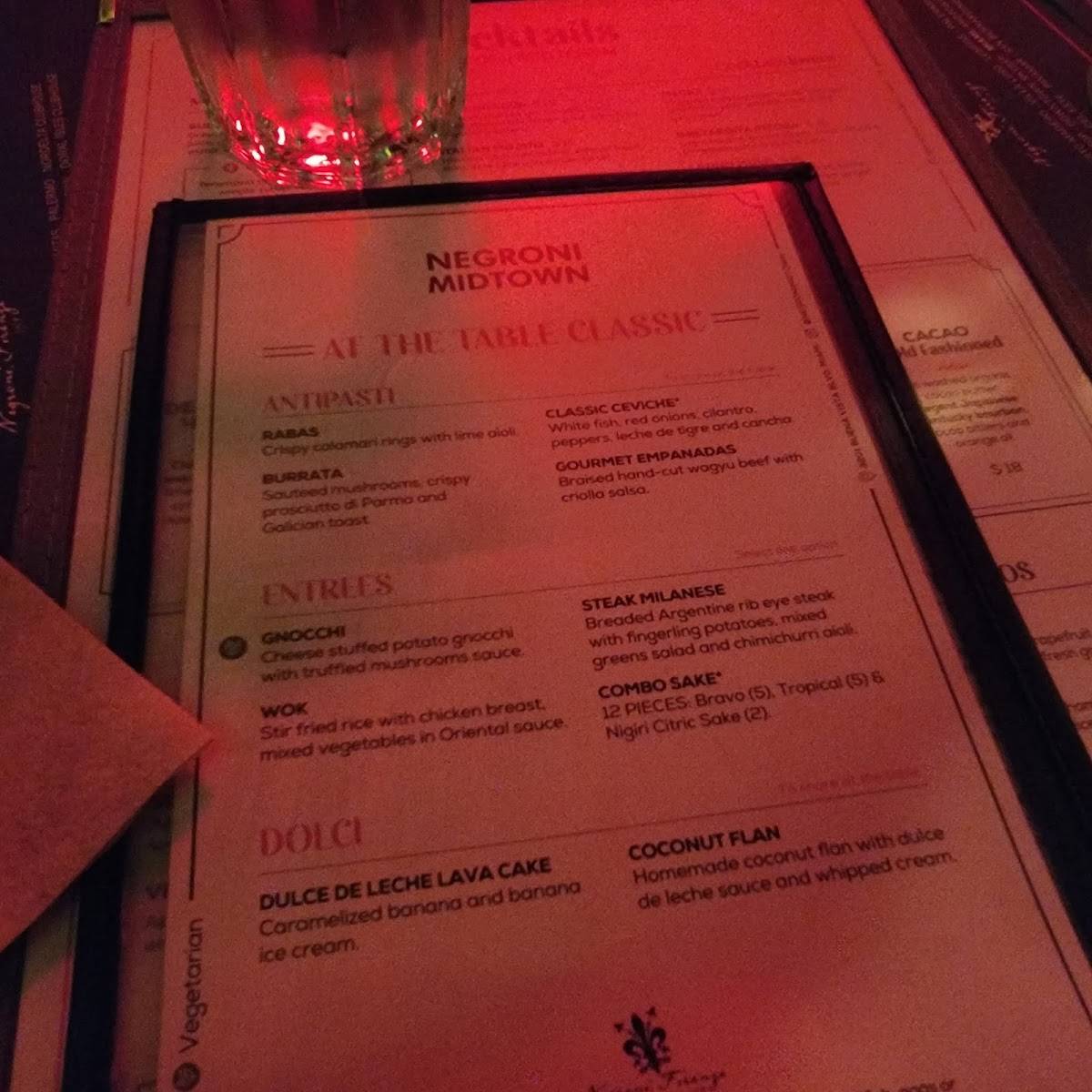 Menu at Negroni Bistro & Sushi Bar, Miami