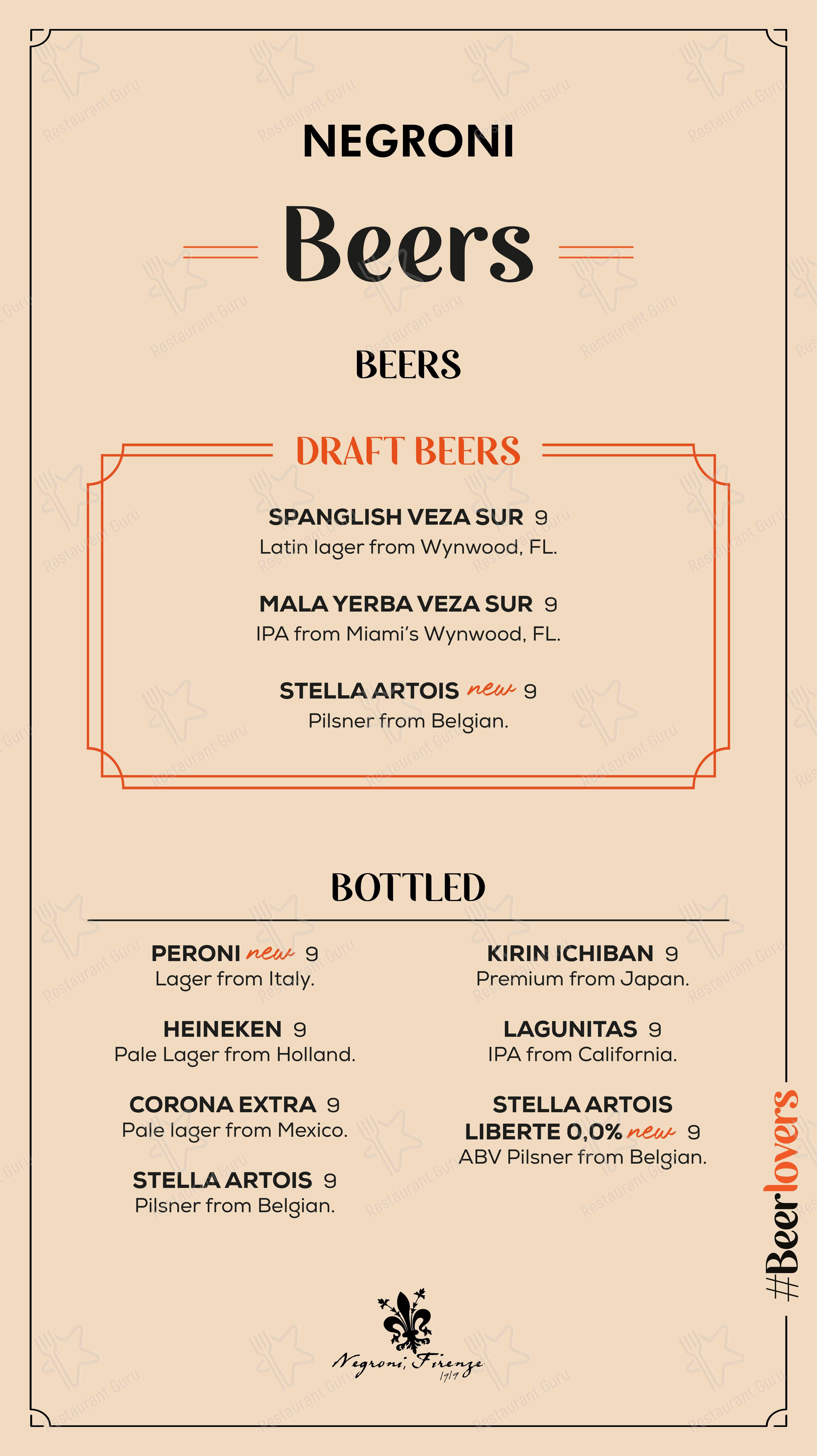 Menu at Negroni Bistro & Sushi Bar, Miami