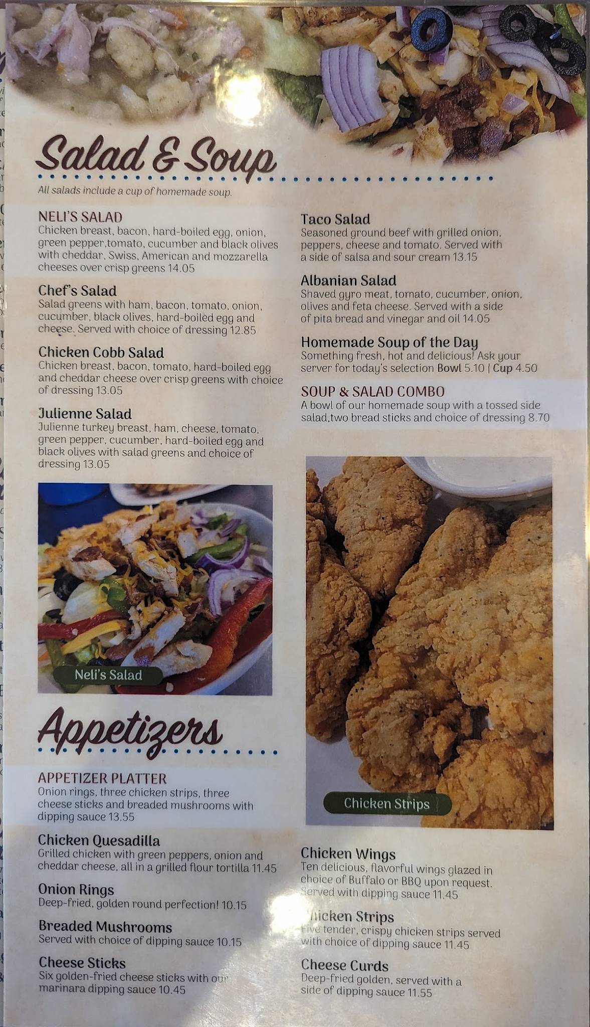 Menu at Neli's Restaurant, South Beloit