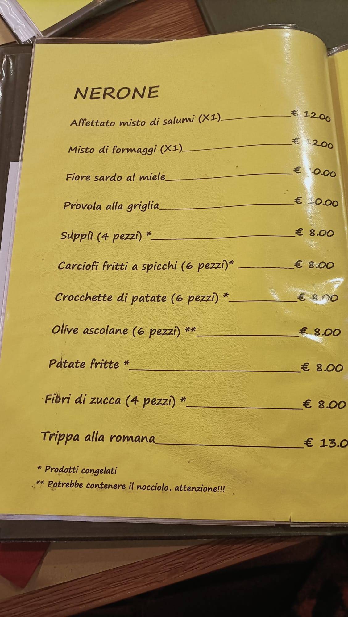 Menu da Trattoria Romana La Lupa ristorante, Nerviano