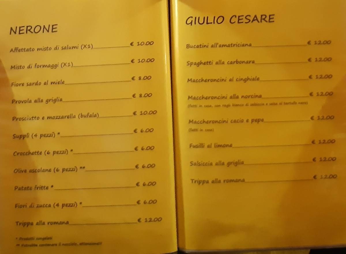 Menu da Trattoria Romana La Lupa ristorante, Nerviano