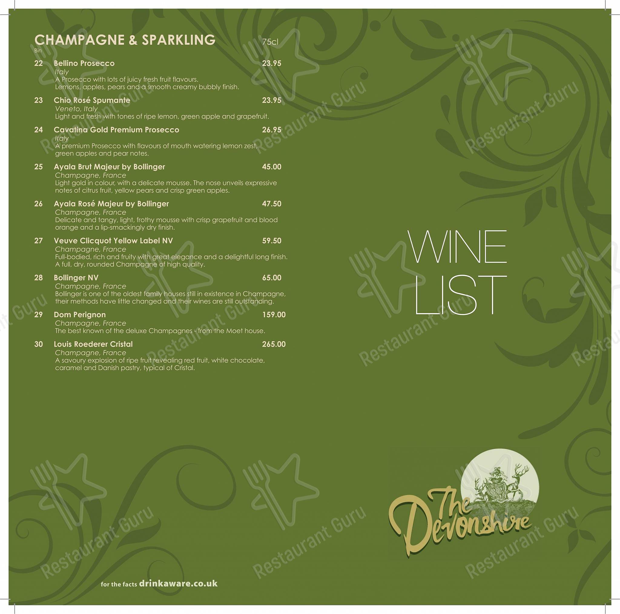 Menu at The Devonshire pub & bar, Nether Langwith, Rectory Rd