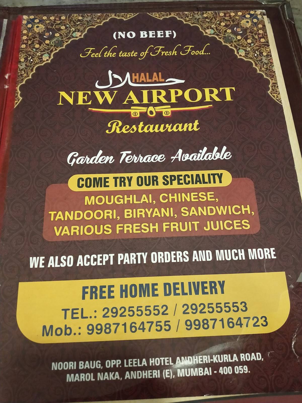 Menu at New Airport Restaurant, Mumbai, Noori Baugh
