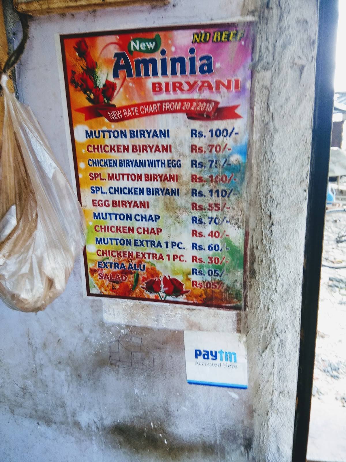Menu at New Aminia Biryani, Purba Barisha, F855+2F8