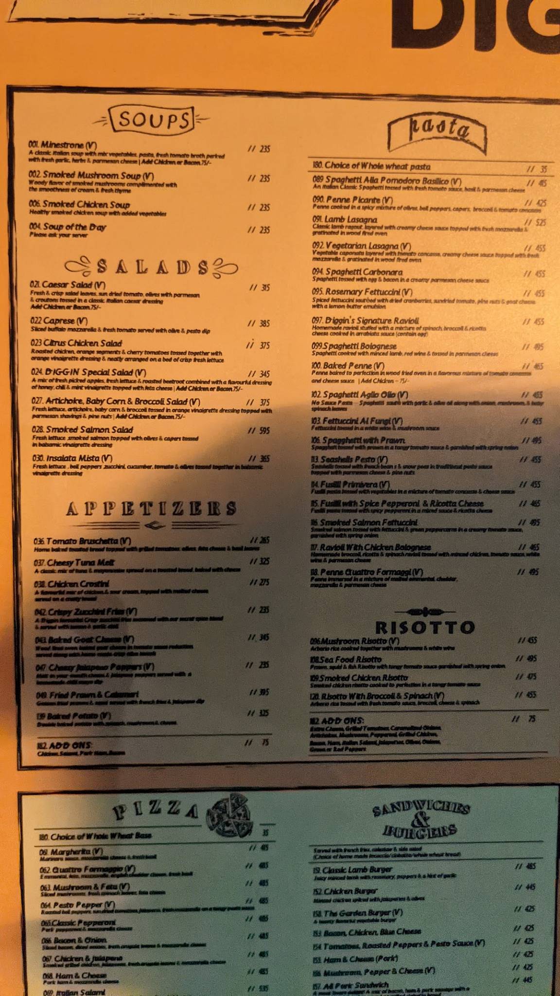 Menu at Diggin Cafe, New Delhi, Santushti Shopping Complex Shop No-10 ...