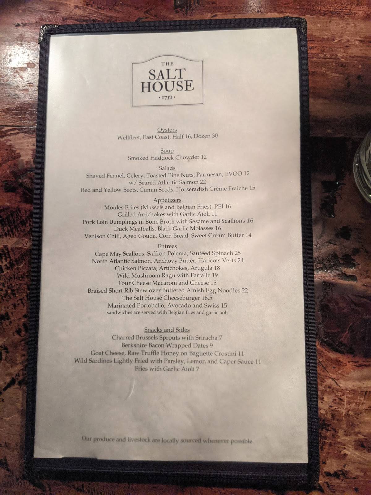Menu at The Salt House pub & bar, New Hope