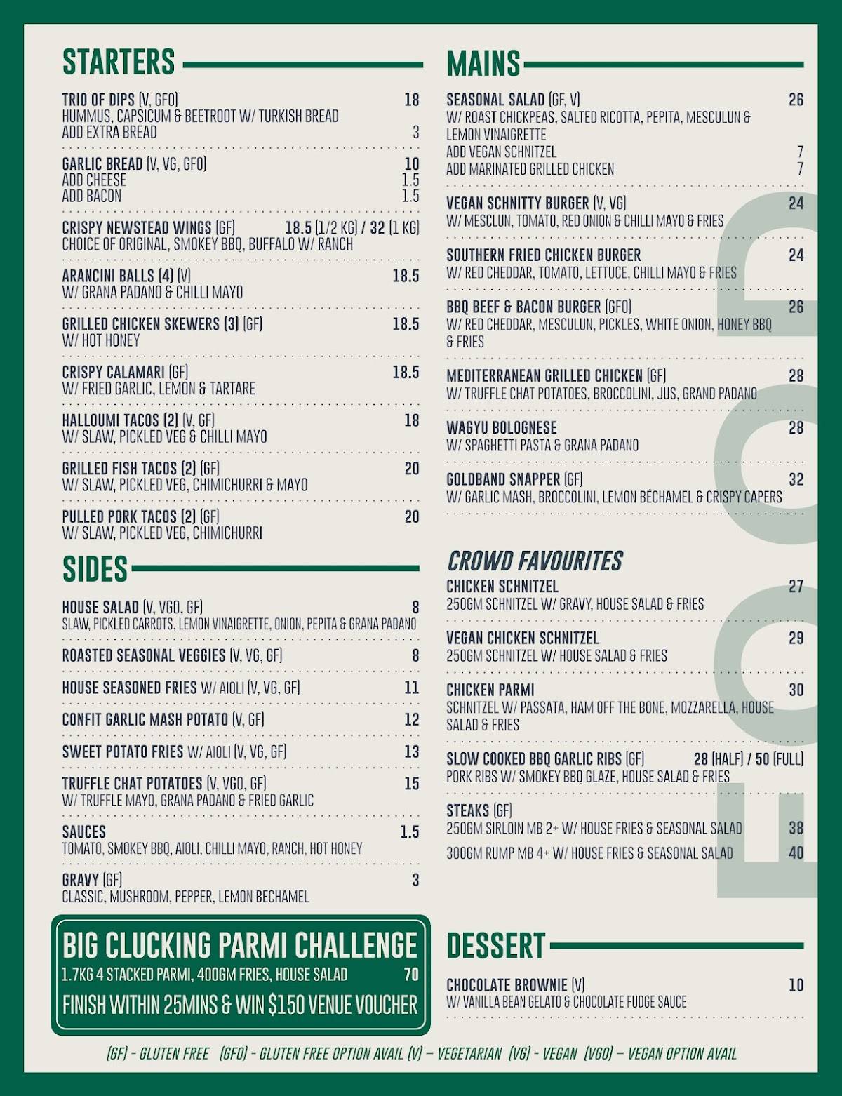 Menu at Newstead Social pub & bar, Newstead