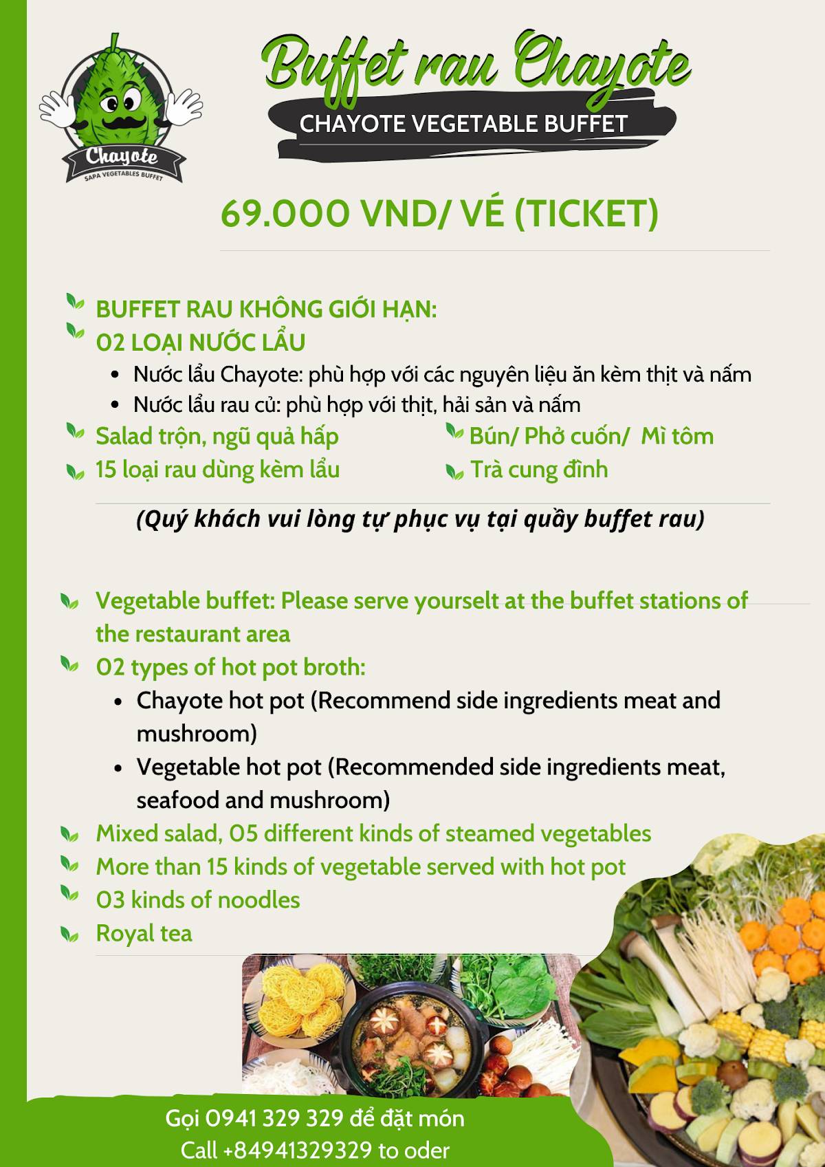 Carta del restaurante Nhà Hàng Chayote – Buffet Lẩu Rau Sa Pa, Thành ...