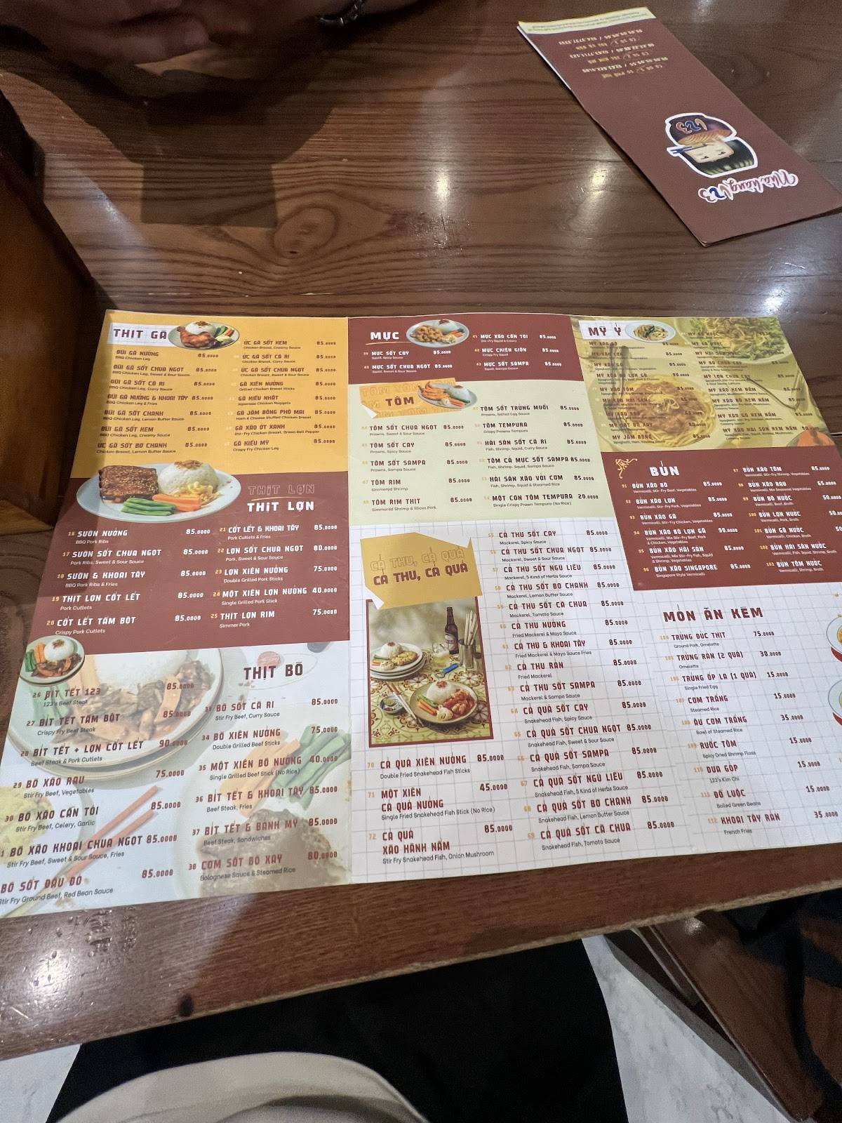 Menu at Nhà Hàng Cơm 123 restaurant, Hanoi, 482 P. Xã Đàn