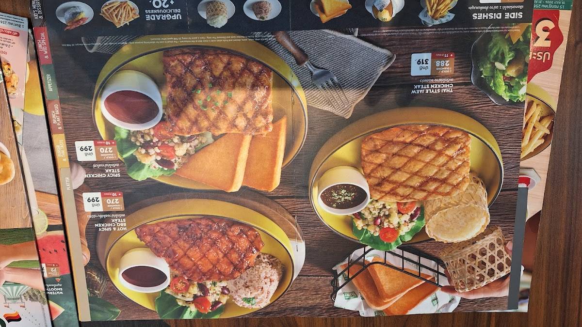 Menu at Sizzler steakhouse, Nong Kae, Hua Hin 88/1 Alley