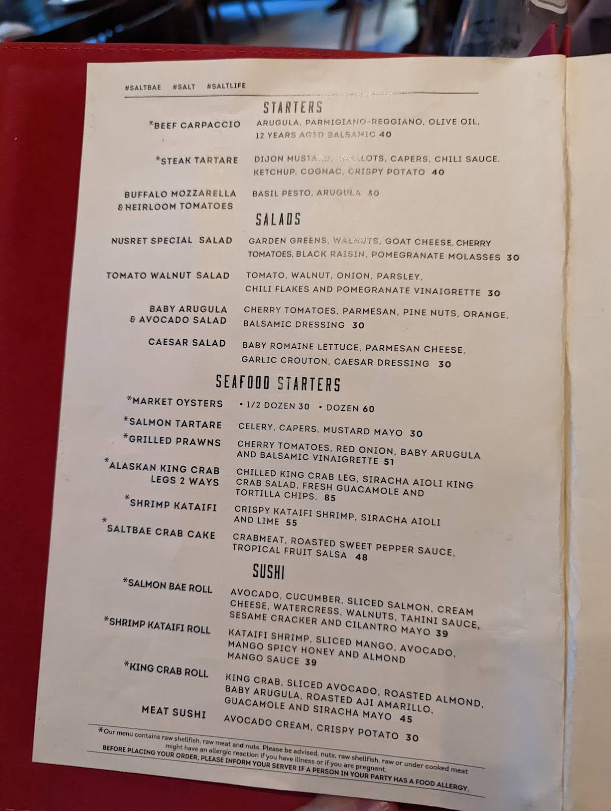 Menu at Nusr-Et Steakhouse New York, West New York, 60 W 53rd St
