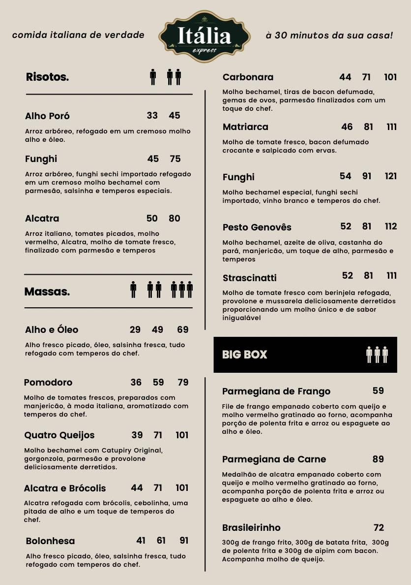 Menu em O Italia Express restaurante, Itapema