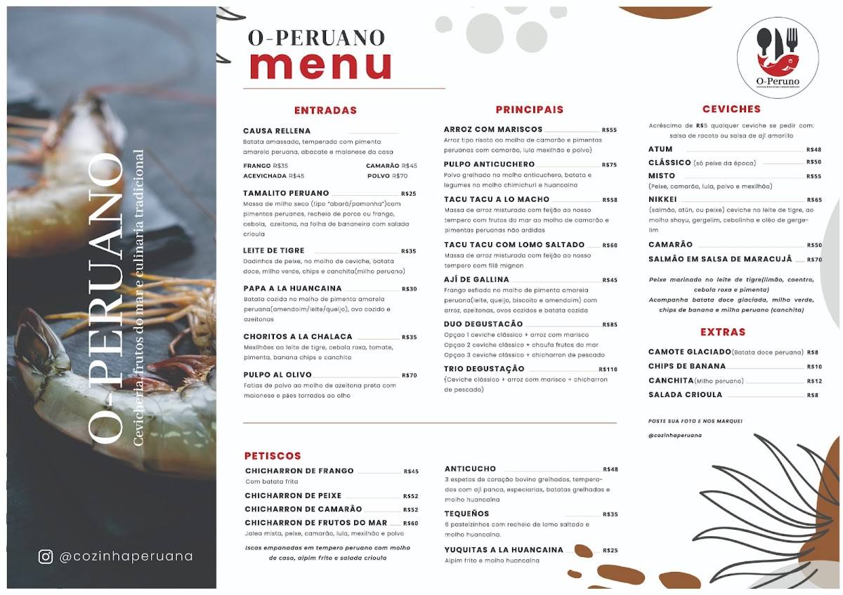 Menu em O Peruano restaurante, Salvador