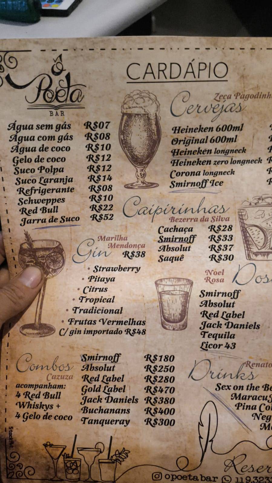 Menu em O Poeta Bar, Osasco