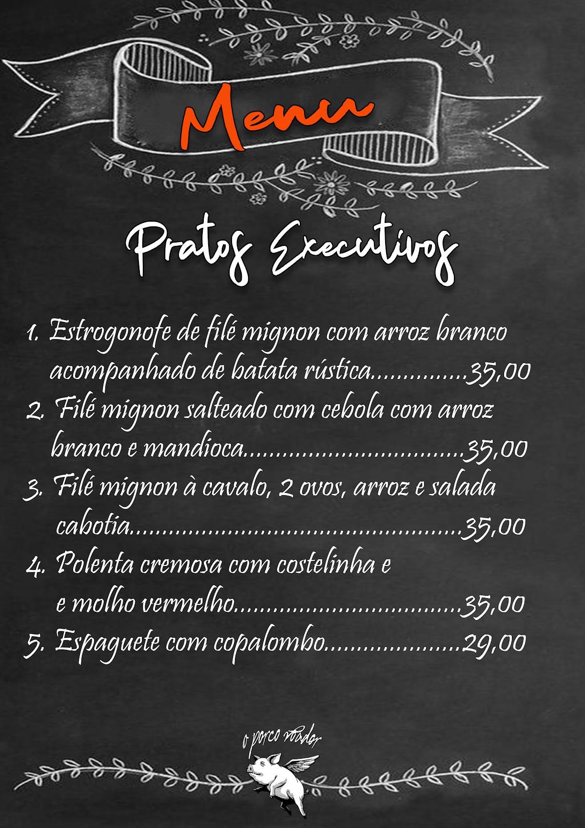 Menu em O Porco Voador restaurante, São José dos Campos