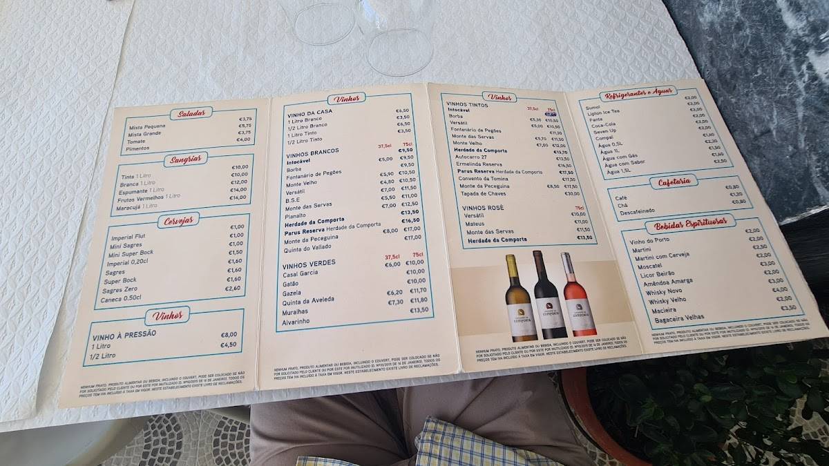 Menu em O Rola restaurante, Comporta