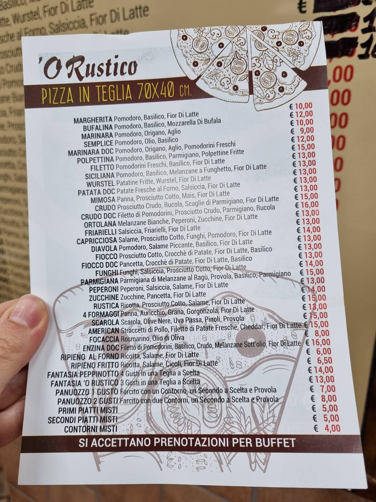 Menu da O Rustico ristorante, Napoli, Via Comunale Guantai Ad Orsolone