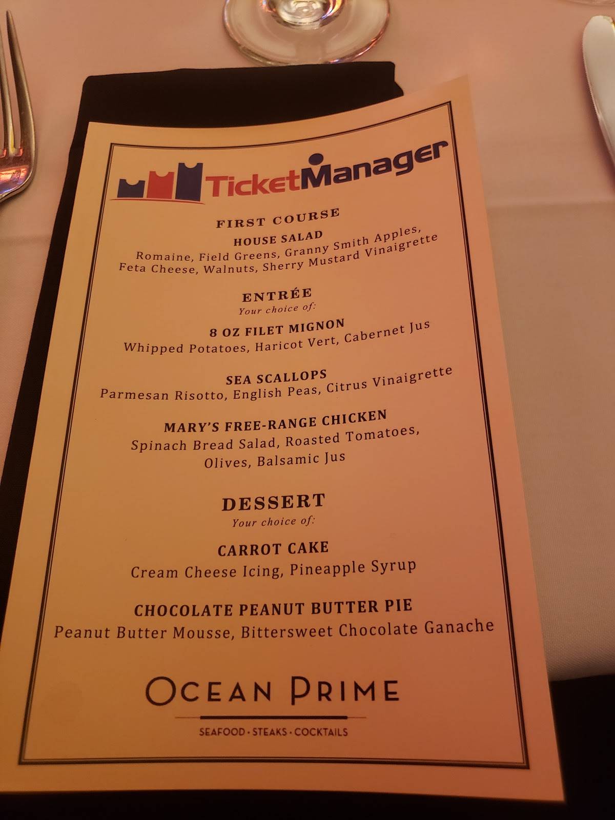 Menu at Ocean Prime steakhouse, Phoenix, E High St #115