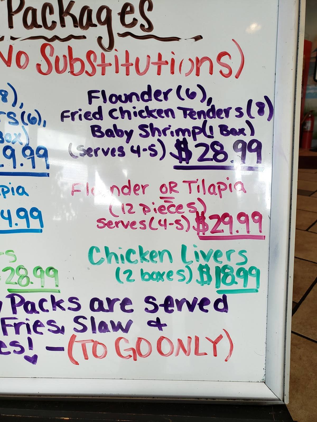 Menu at Ocean View Seafood Restaurant, Columbia, Broad River Rd