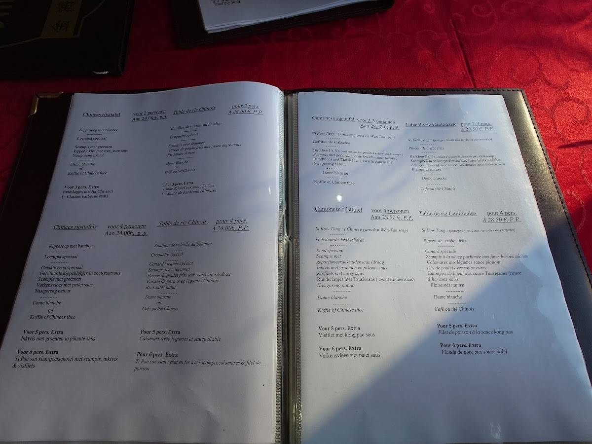 Menu at Oceanic - Jin Hai - Chinees Restaurant, Middelkerke