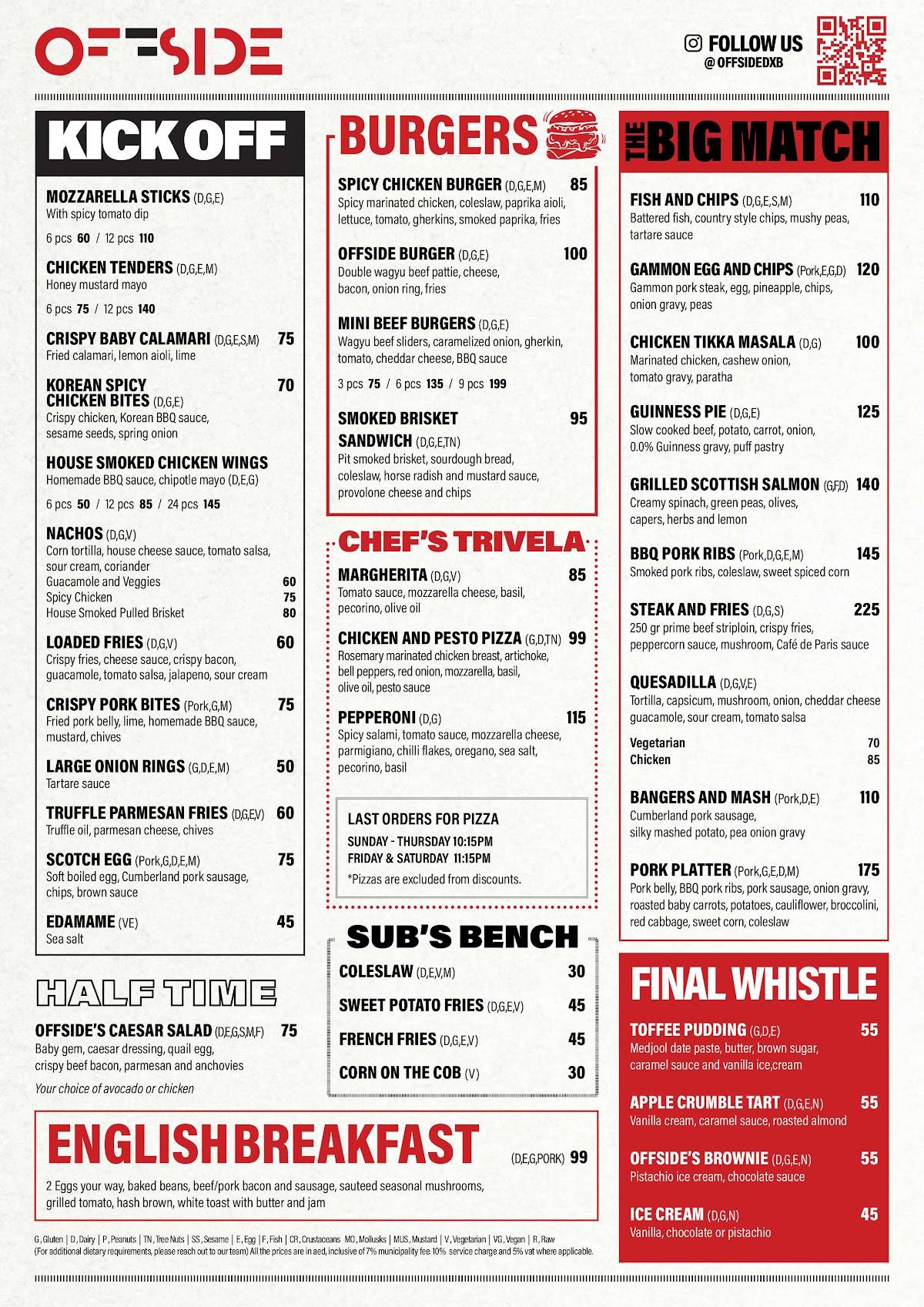 Menu at Offside pub & bar, Dubai, JA Ocean View Hotel Jumeirah Beach ...