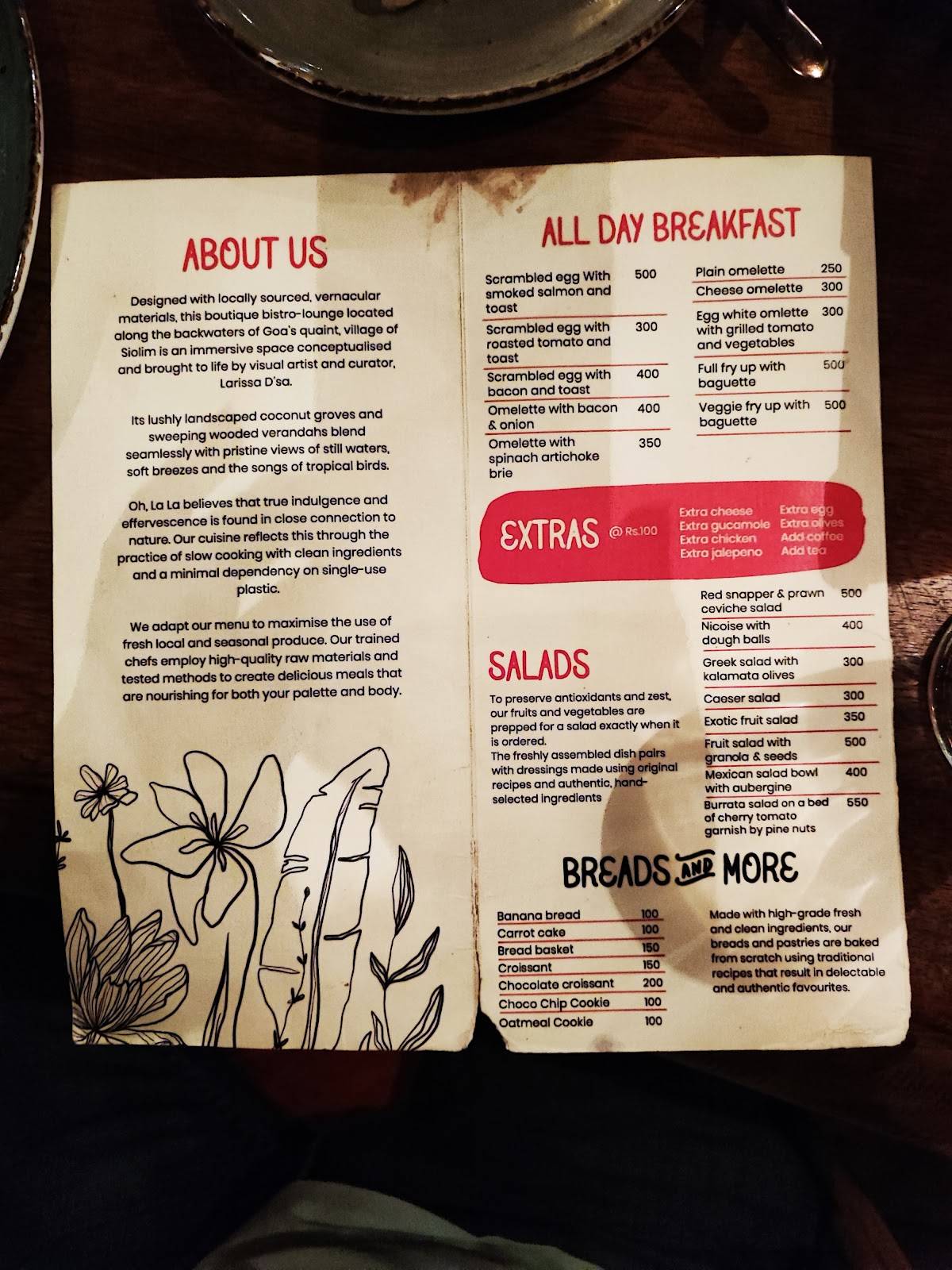 Menu at Oh LaLa, Arpora