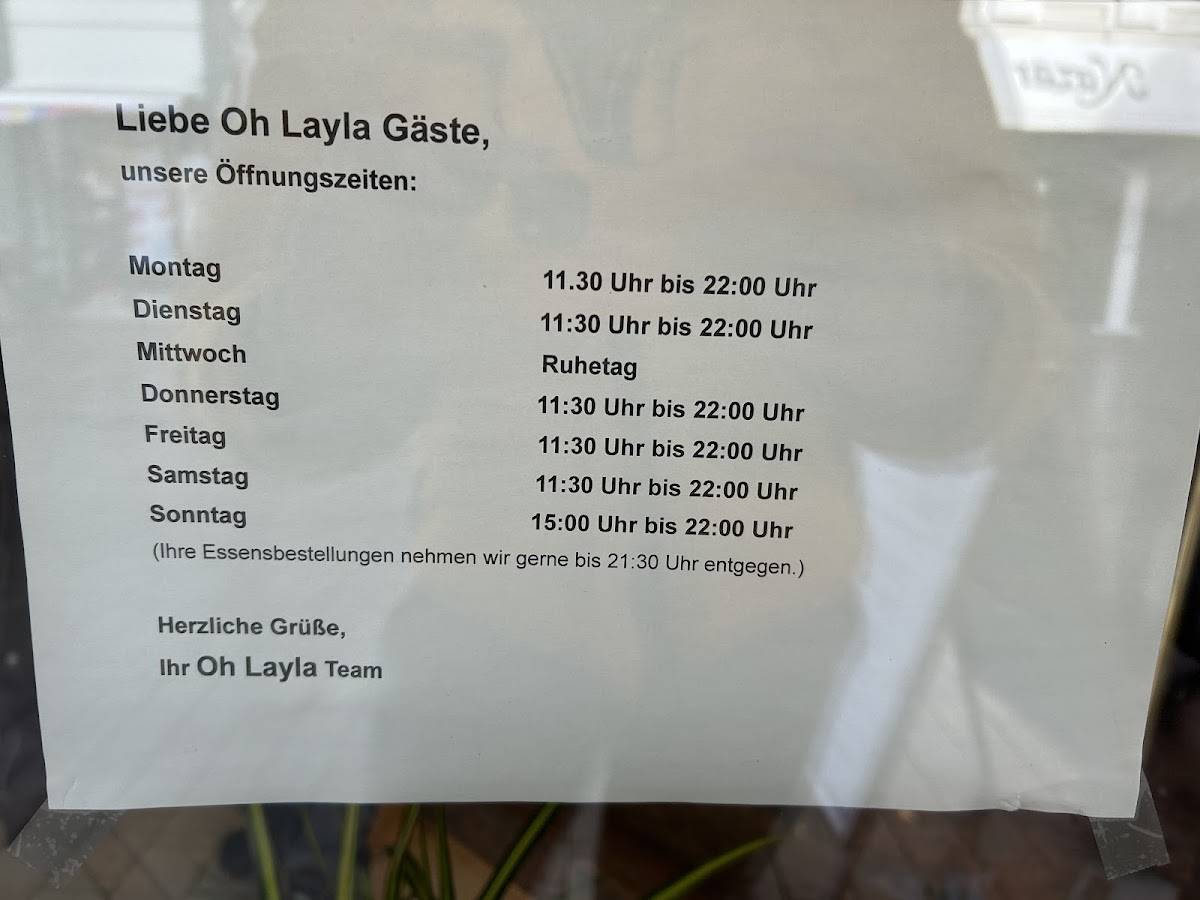 Speisekarte von Oh Layla Heide restaurant, Heide