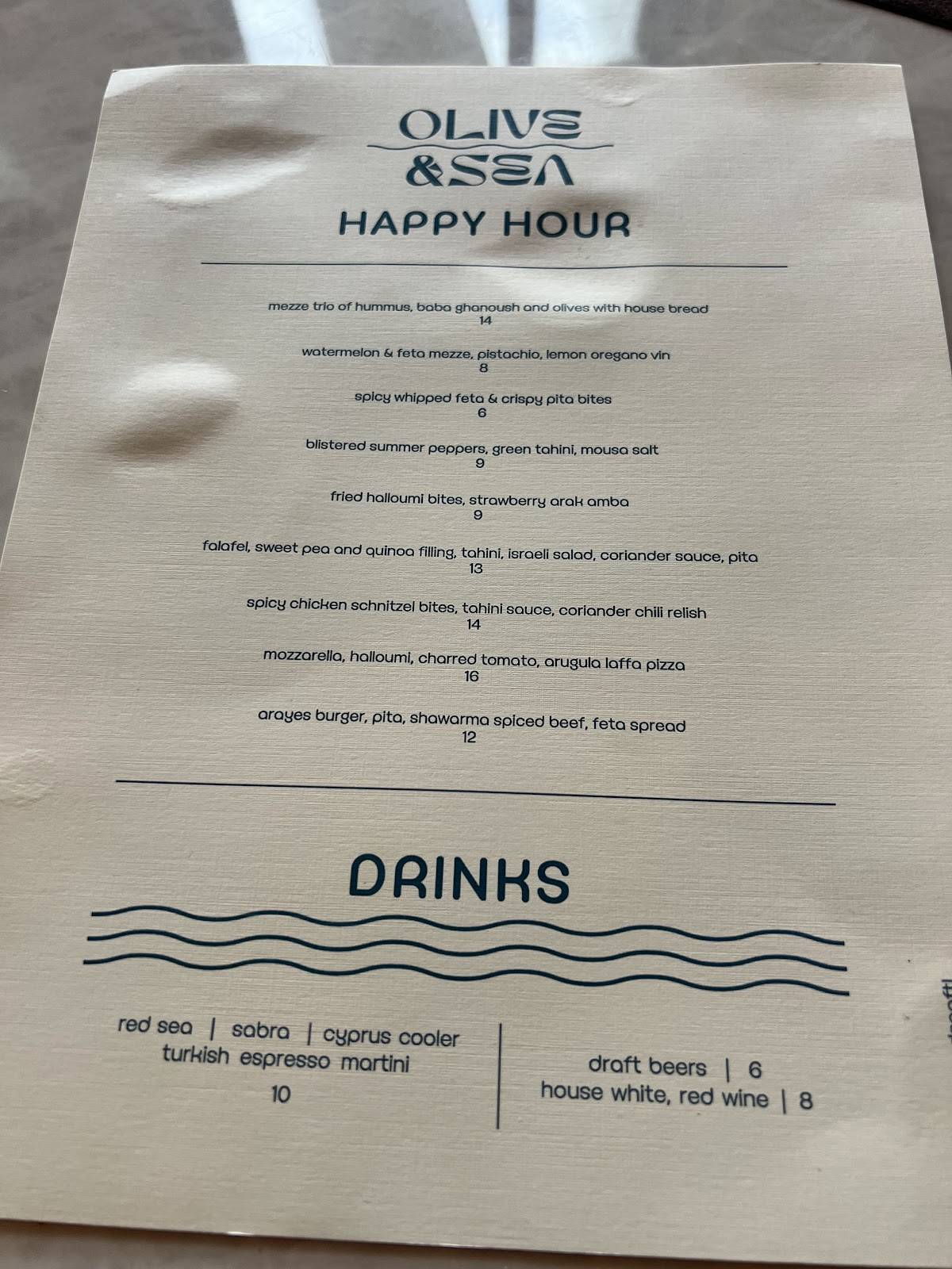 Menu at Olive & Sea pub & bar, Fort Lauderdale, SE 17th St
