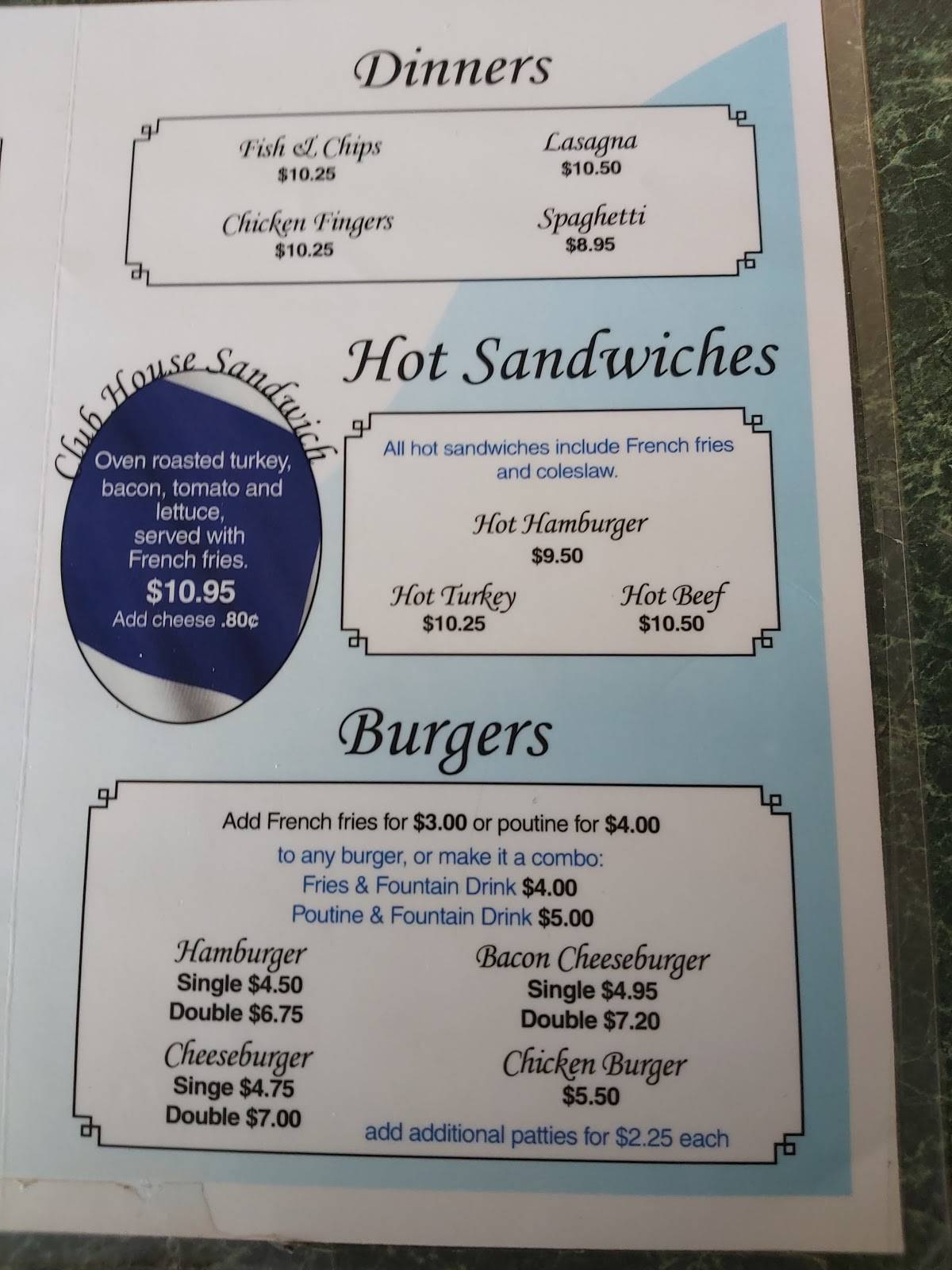 Menu at Olympic 76 Restaurant, Belleville