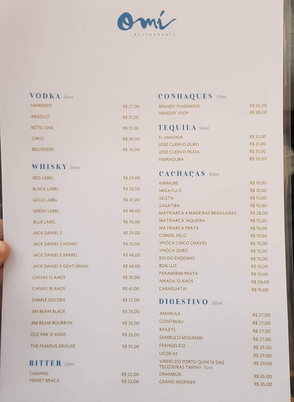 Menu em Omí Restaurante, Salvador