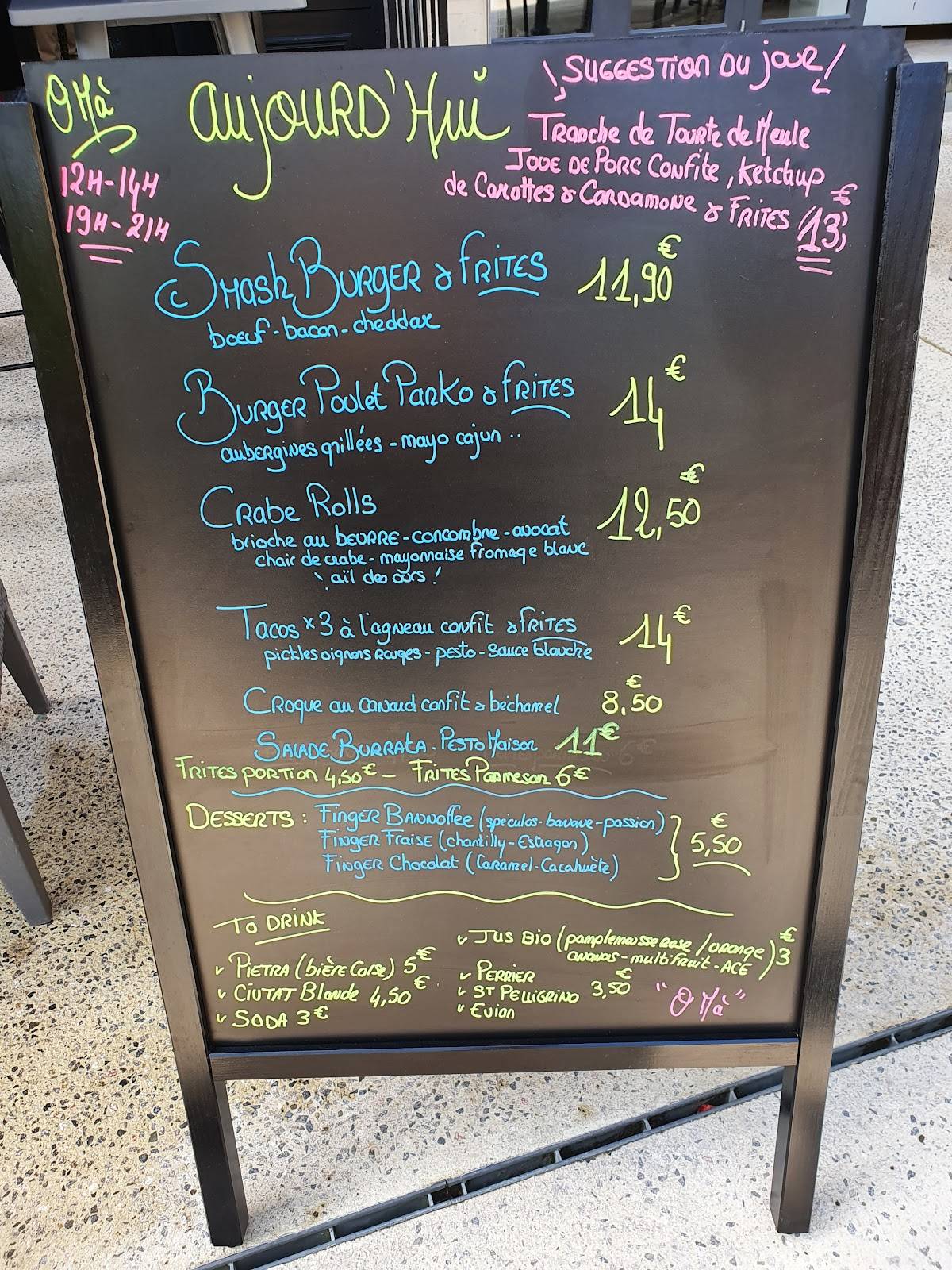 Menu au Omà restaurant, Carcassonne