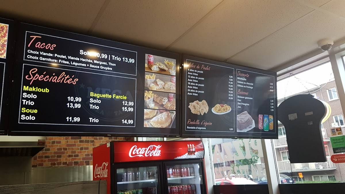 Menu au Mega Pizza Jarry pizzeria, Montréal