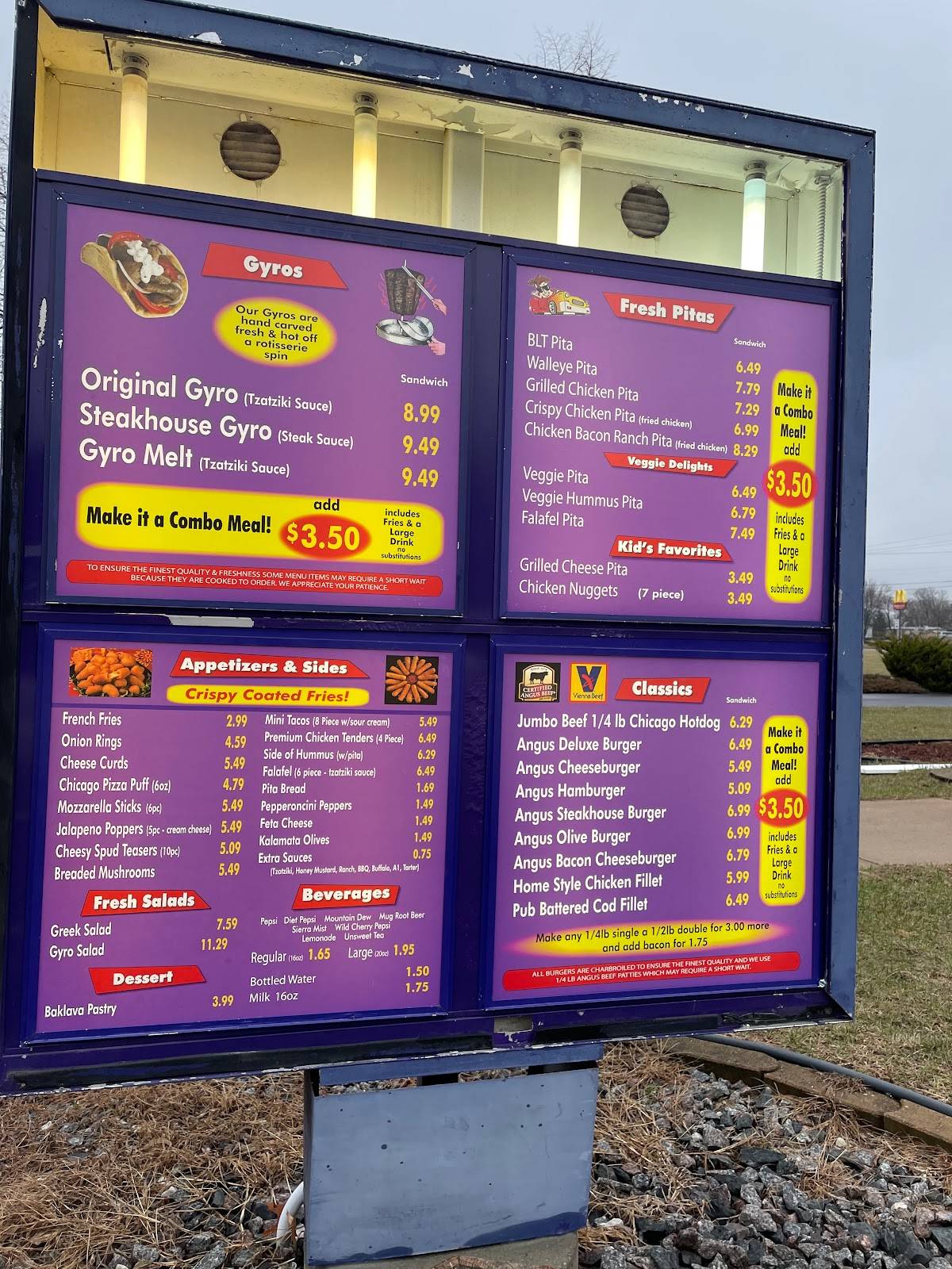Menu at On the Go Gyro restaurant, Plover