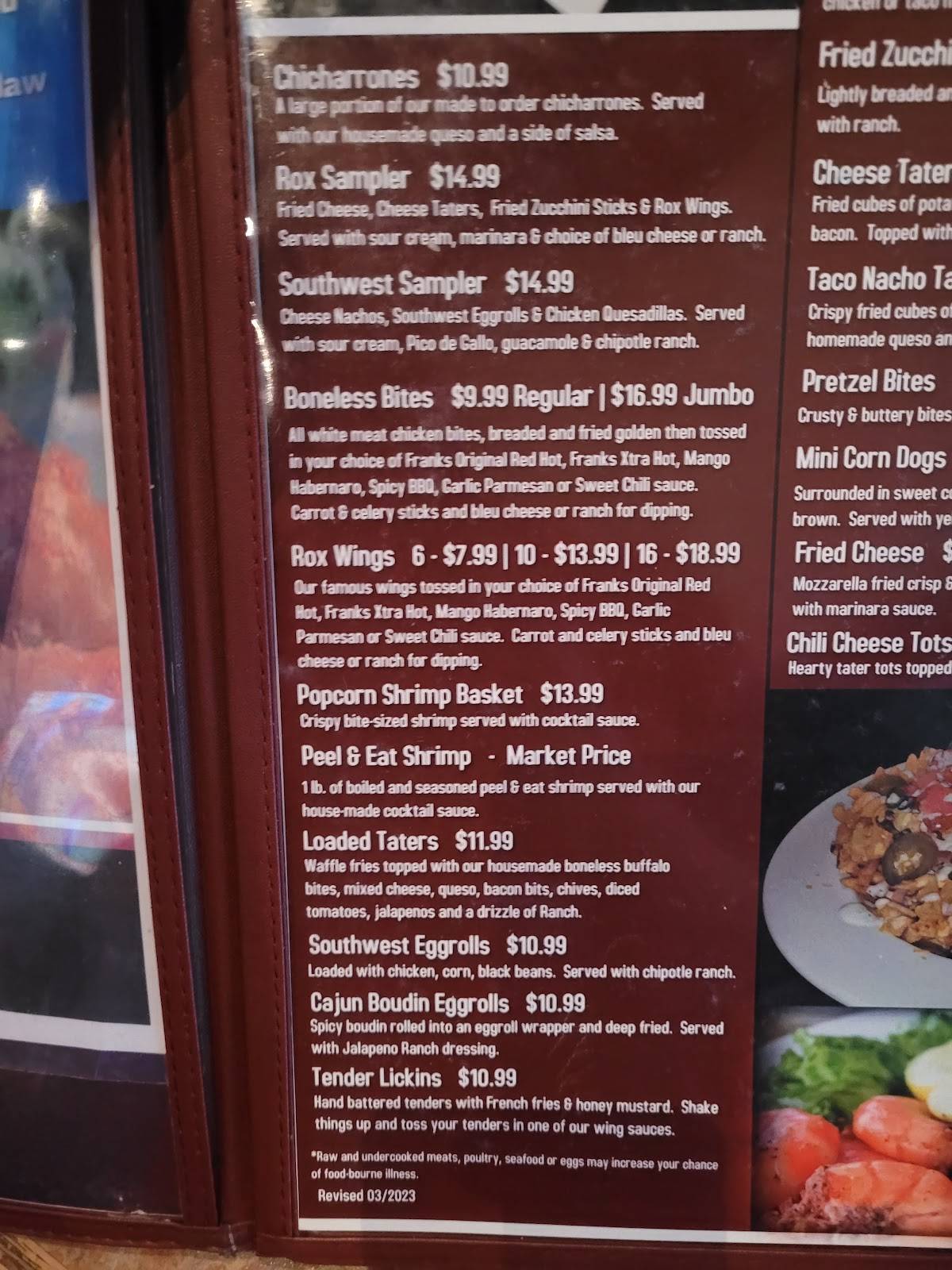 Menu at On the Rox Sports Bar & Grill, Houston, Jones Rd Suite 300