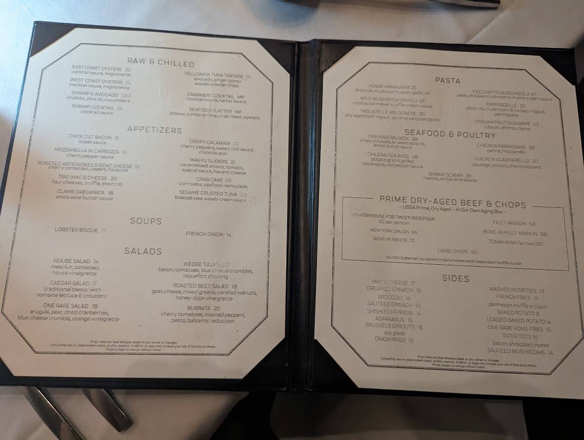 Menu at One Rare Italian Steakhouse, Scarsdale