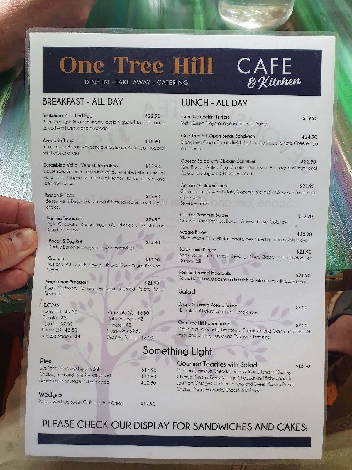 Menu at One Tree Hill Cafe & Kitchen, Mount Victoria