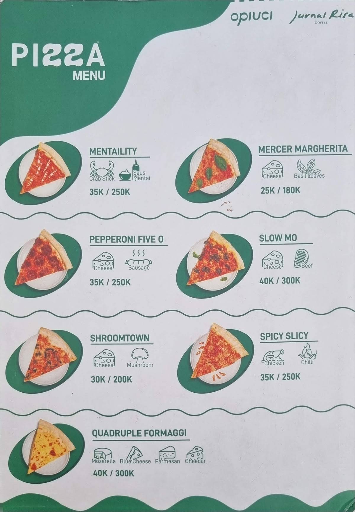 Menu at Opiuci pub & bar, Bandung
