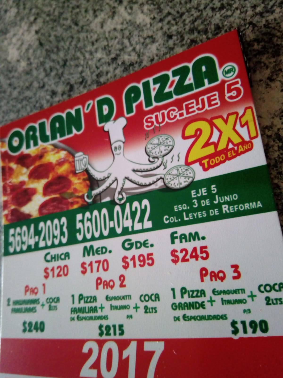 Carta del restaurante Orlan'd Pizza, Ciudad del México, Eje Vial 5 Sur ...