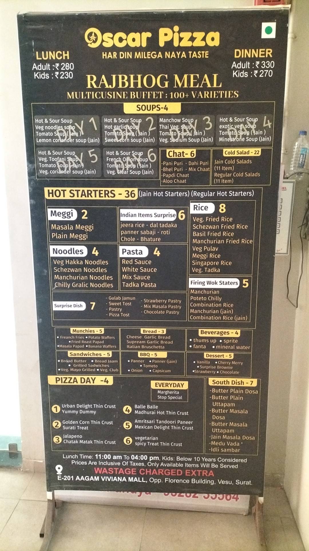 Menu at Oscar Pizza, Surat, E 201-Aagam Vivianna mall