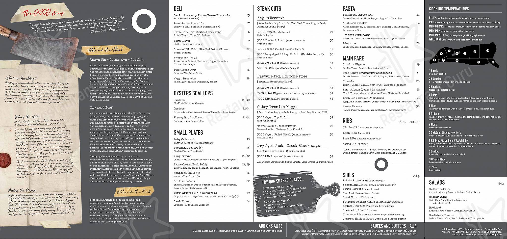 Menu at Osso Penrith pub & bar, Penrith, 123 Mulgoa Rd