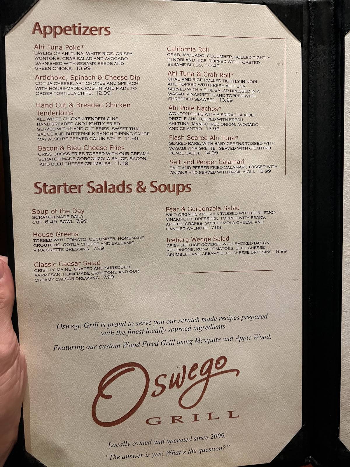 Menu at Oswego Grill- Wilsonville pub & bar, Wilsonville