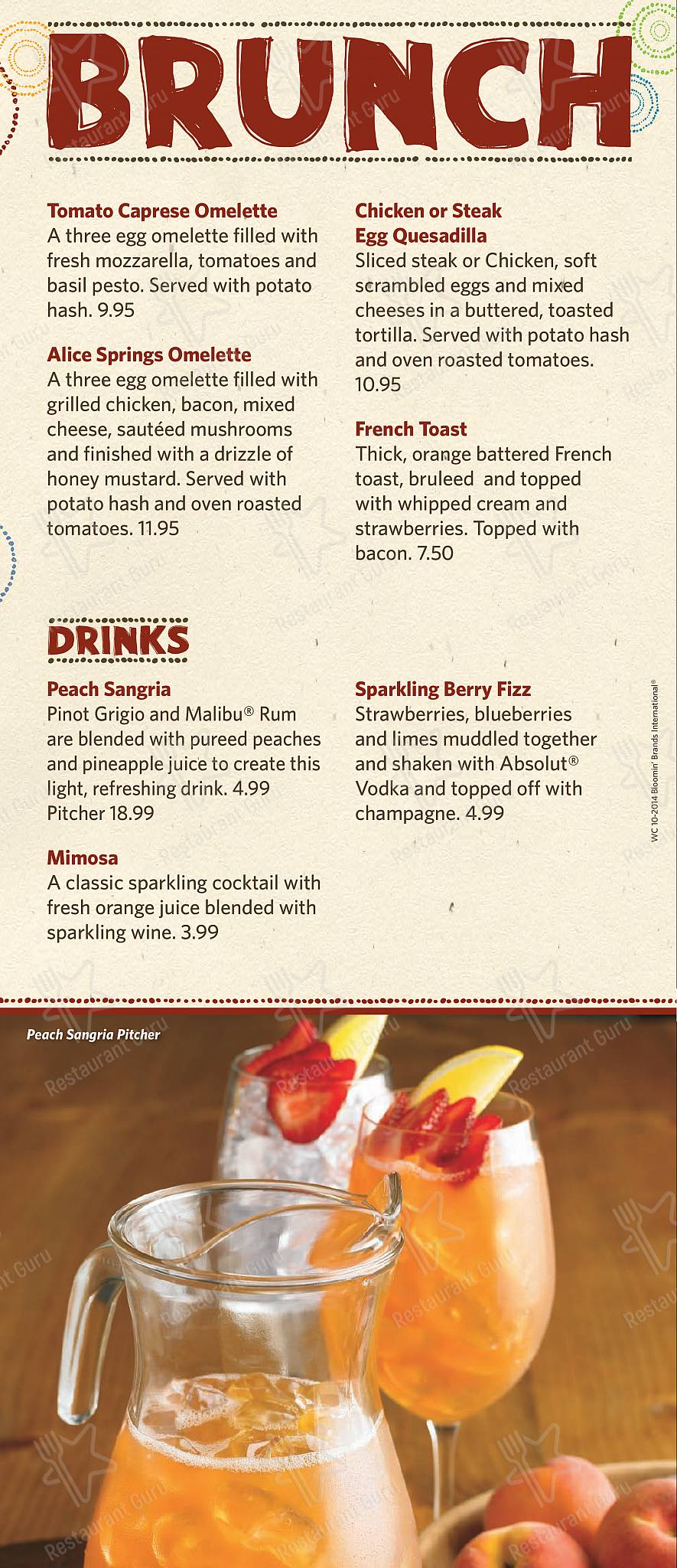 Menu at Outback Steakhouse, Edmonton, 137 Avenue